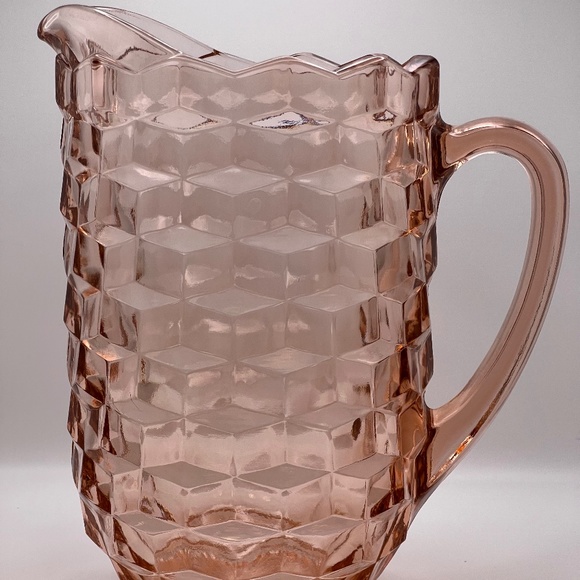 Whitehall | Kitchen | Vintage Whitehall Cubist Pink Peach Glass Pitcher ...